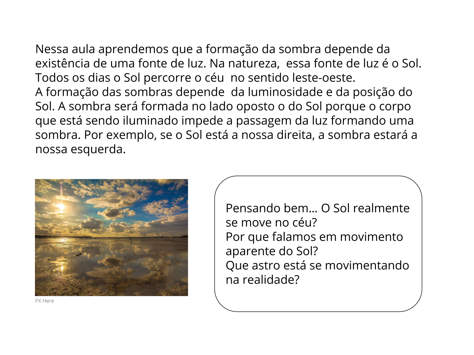 Movimento aparente do Sol - A formação das sombras - Planos de aula ...