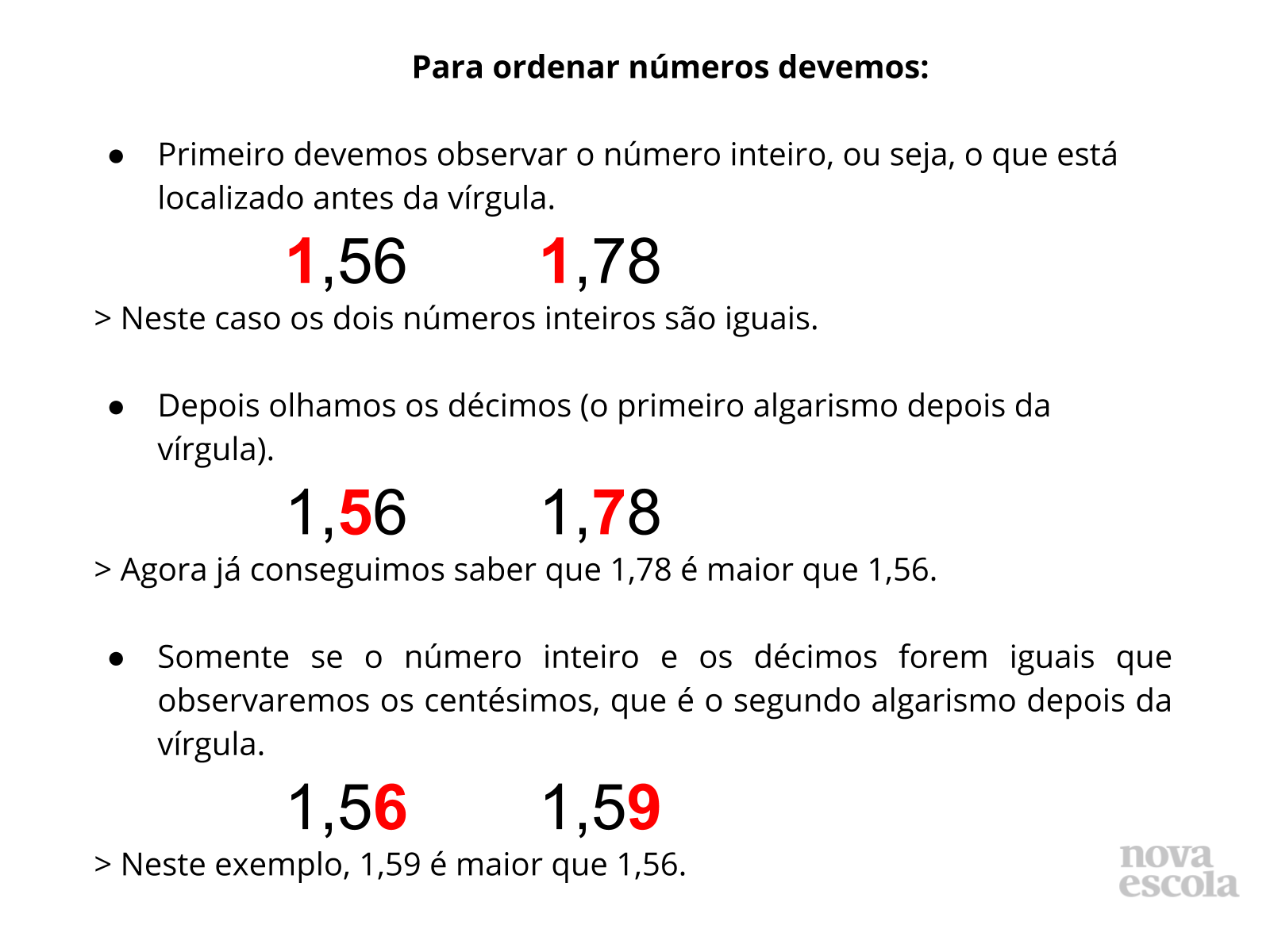Comparar e ordenar números racionais positivos - escala decimal ...