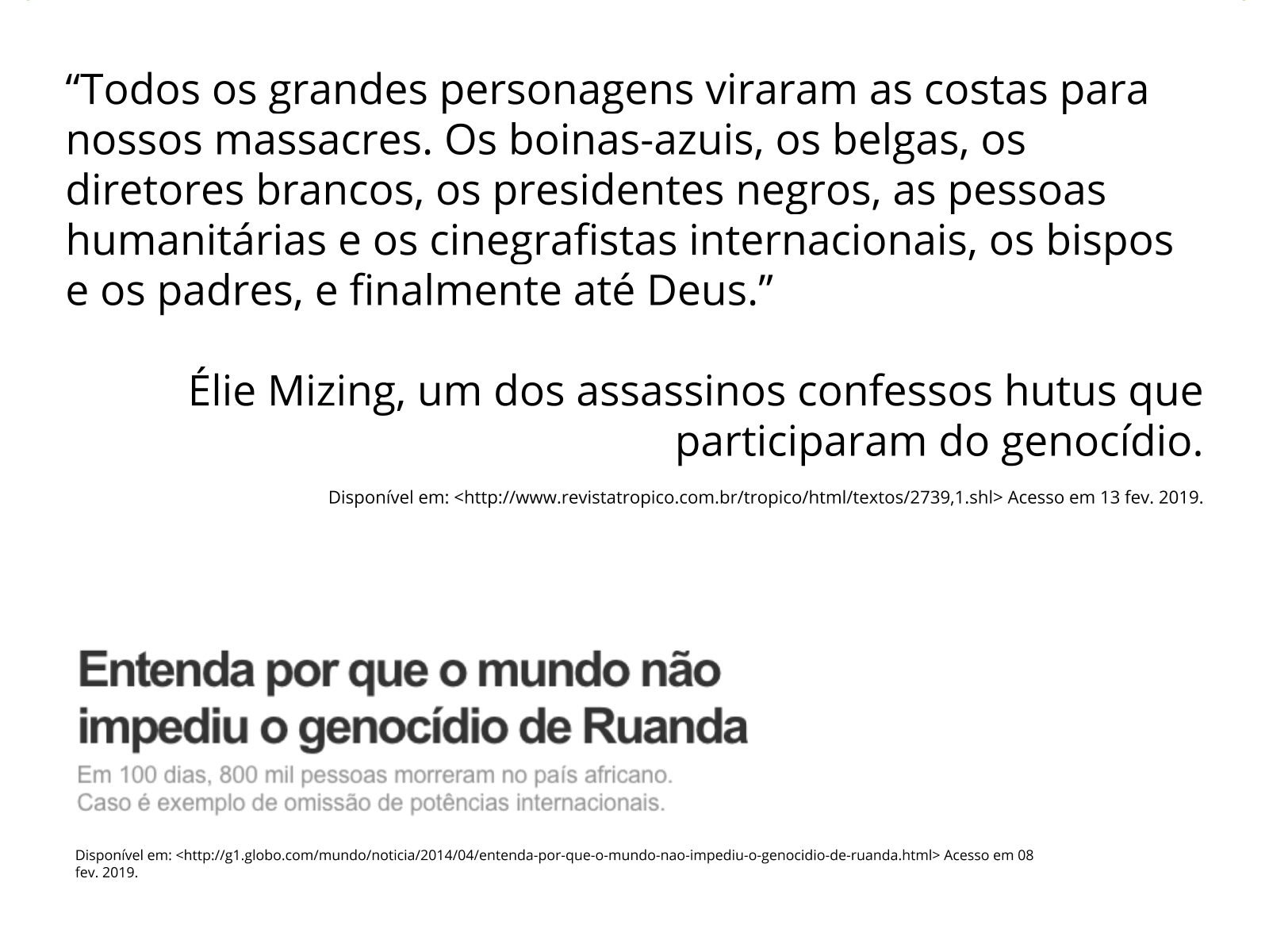 O genocídio em Ruanda- Planos de aula - 8º ano - Geografia
