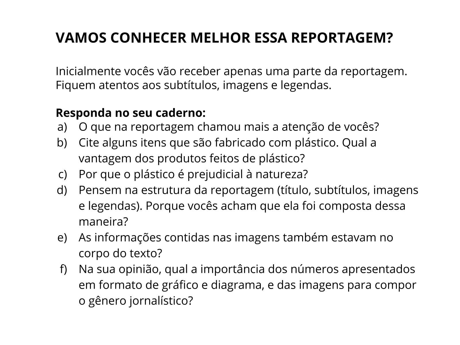 Plano de aula - 4º ano - Partes estruturantes de notícias e reportagens ...